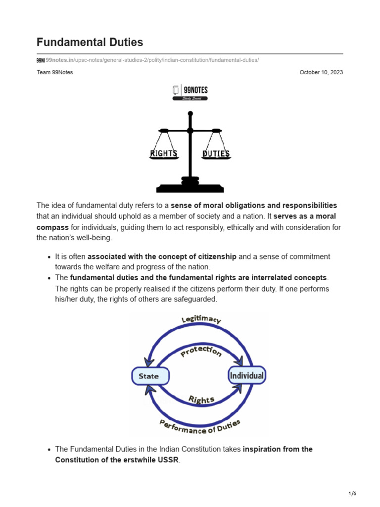 99notes - In-Fundamental Duties | PDF | Constitution | Citizenship