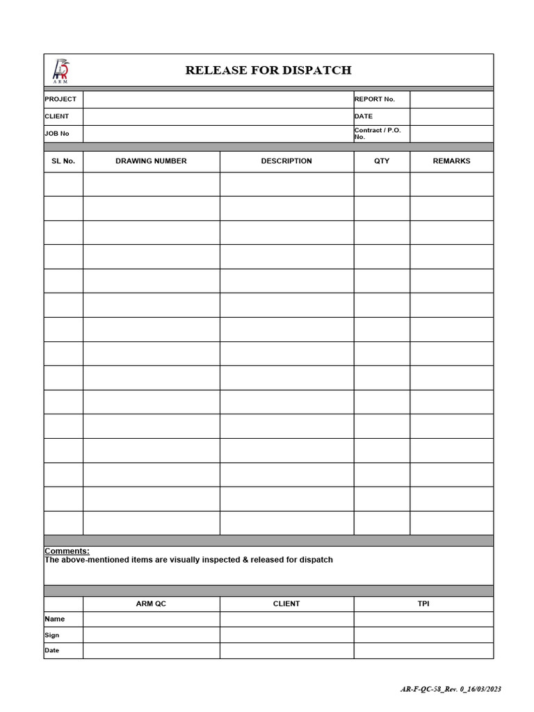 AR F QC 58 Release For Dispatch | PDF | Technology & Engineering