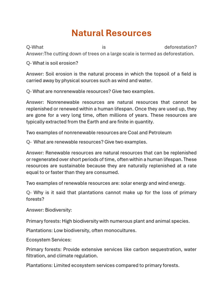 Natural Resources | PDF | Deforestation | Habitat Destruction