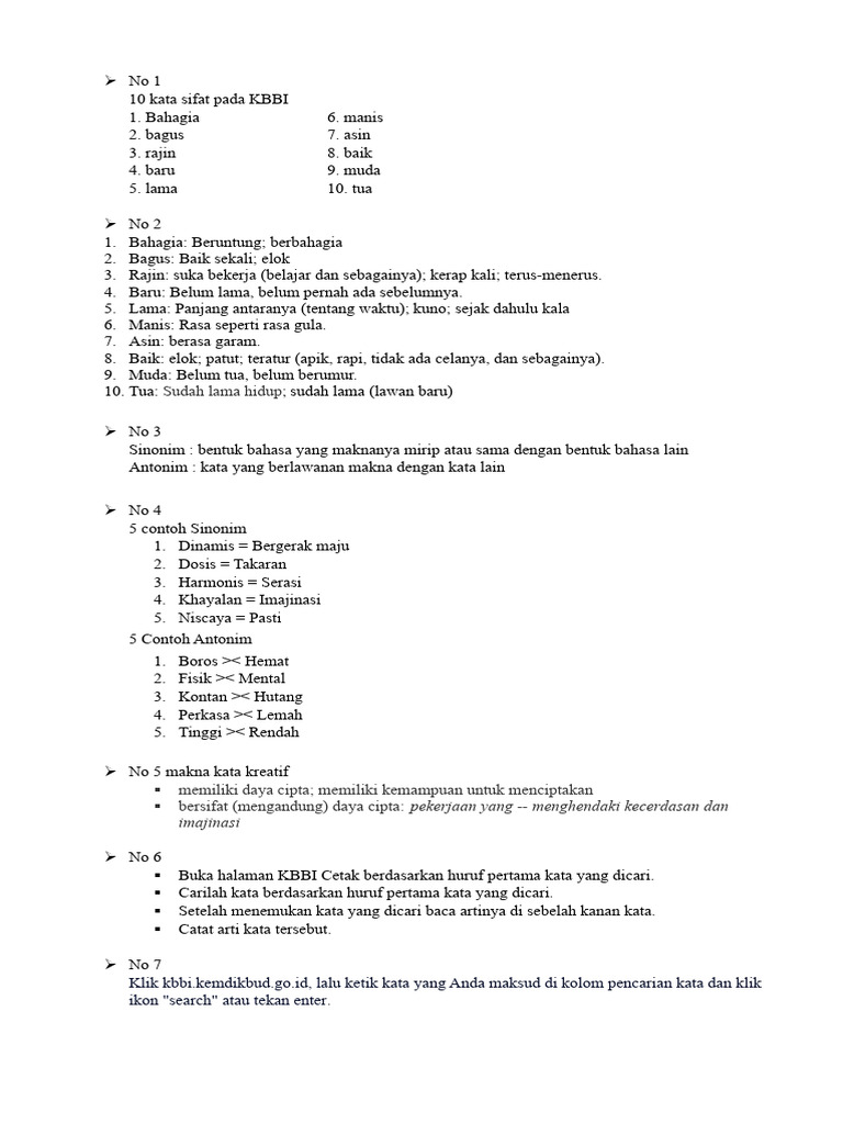 10 Kata Sifat Pada KBBI | PDF | Pengembangan Diri