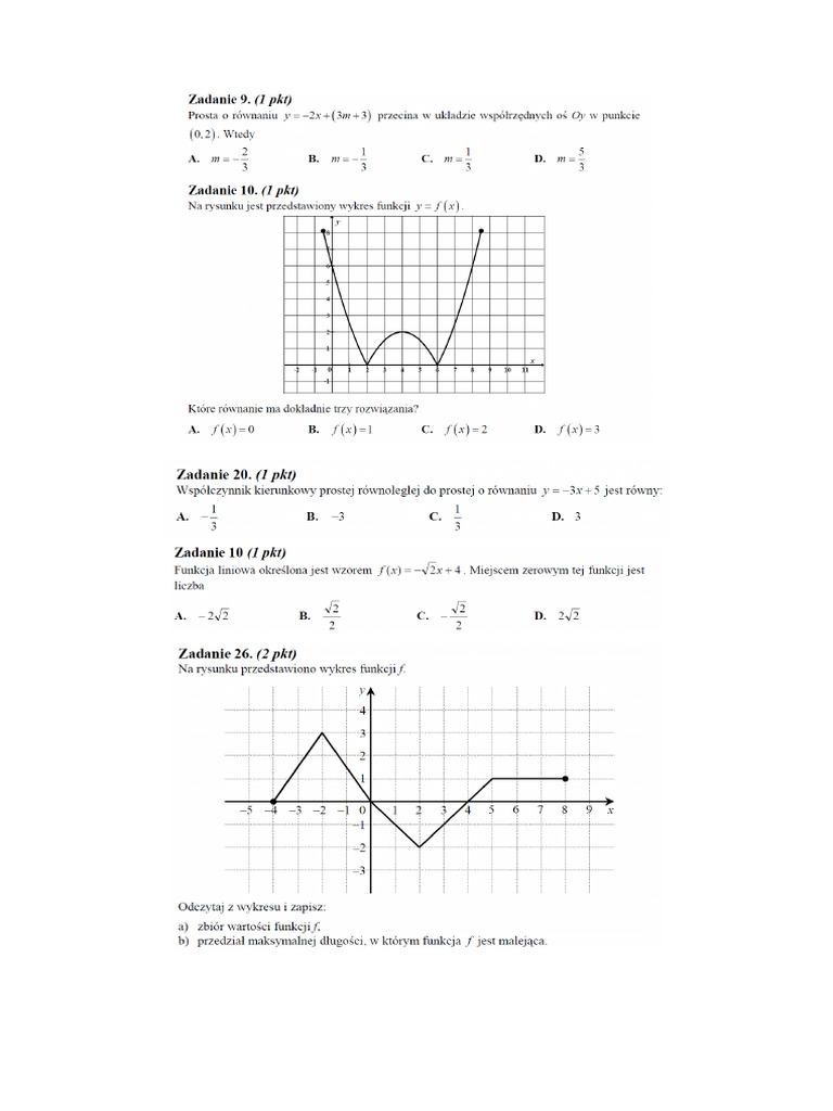 Funkcja liniowa - zadania maturalne | PDF