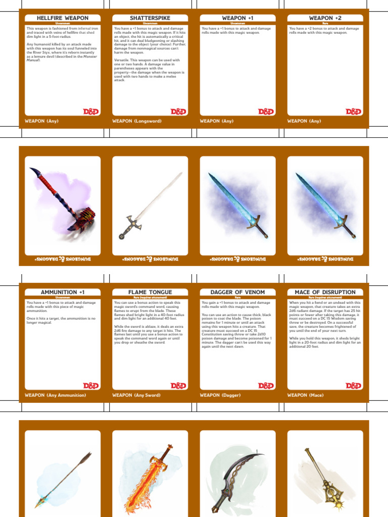 Magic Item Cards - Weapons | PDF | Sword | Melee Weapons