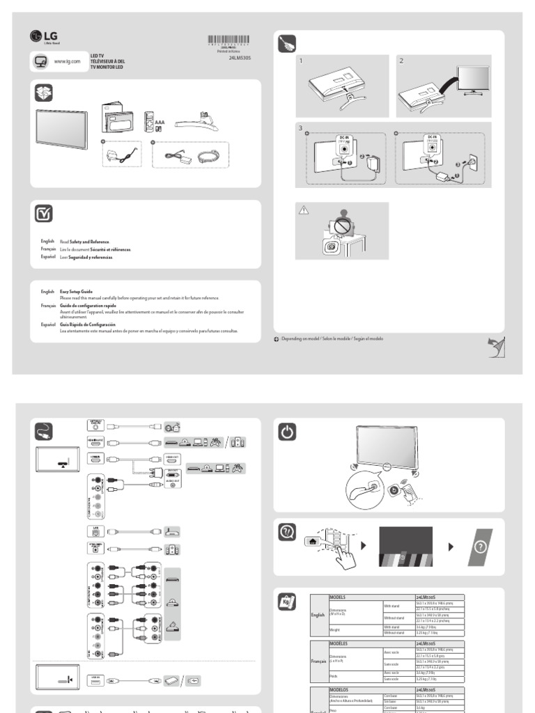 Led TV Téléviseur À Del TV Monitor Led: Printed in Korea | PDF | Ac ...