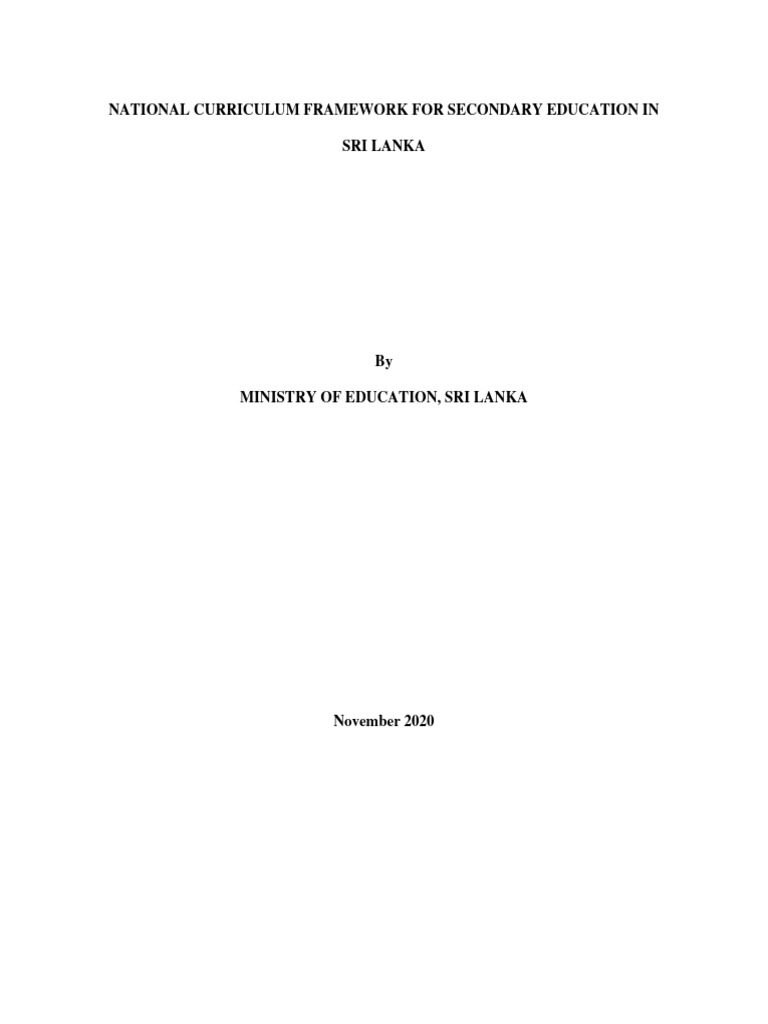Srilanka MoE_Framework_SecondaryEducation_2020Nov | PDF | Curriculum ...