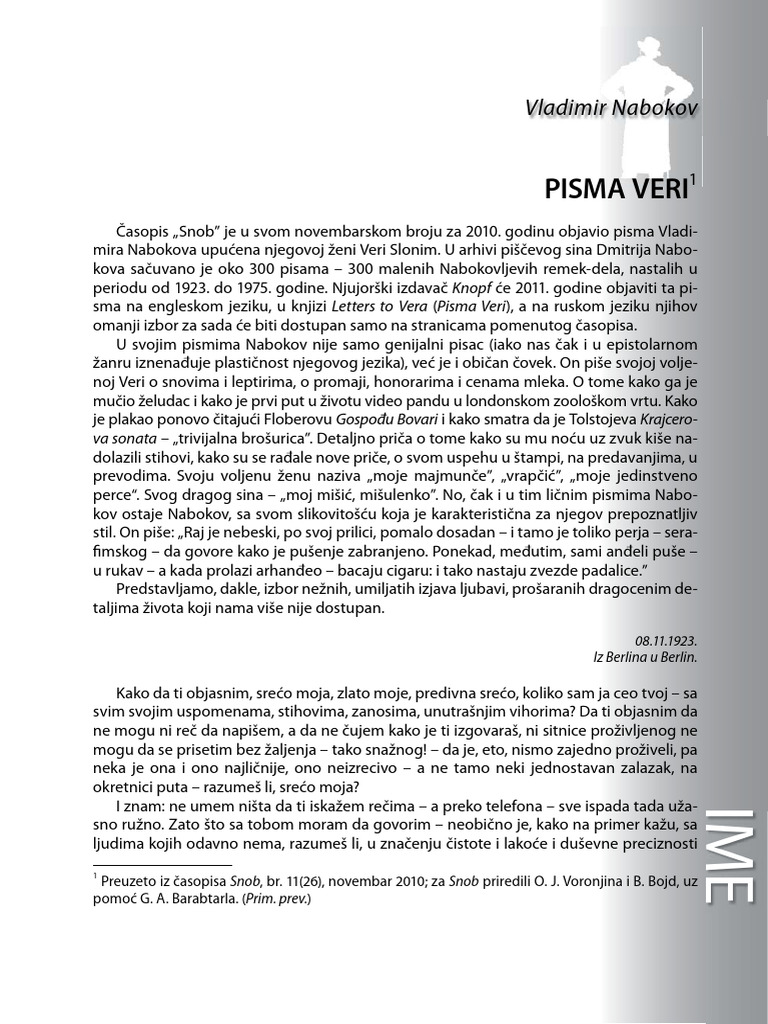 Pisma Veri: Vladimir Nabokov | PDF