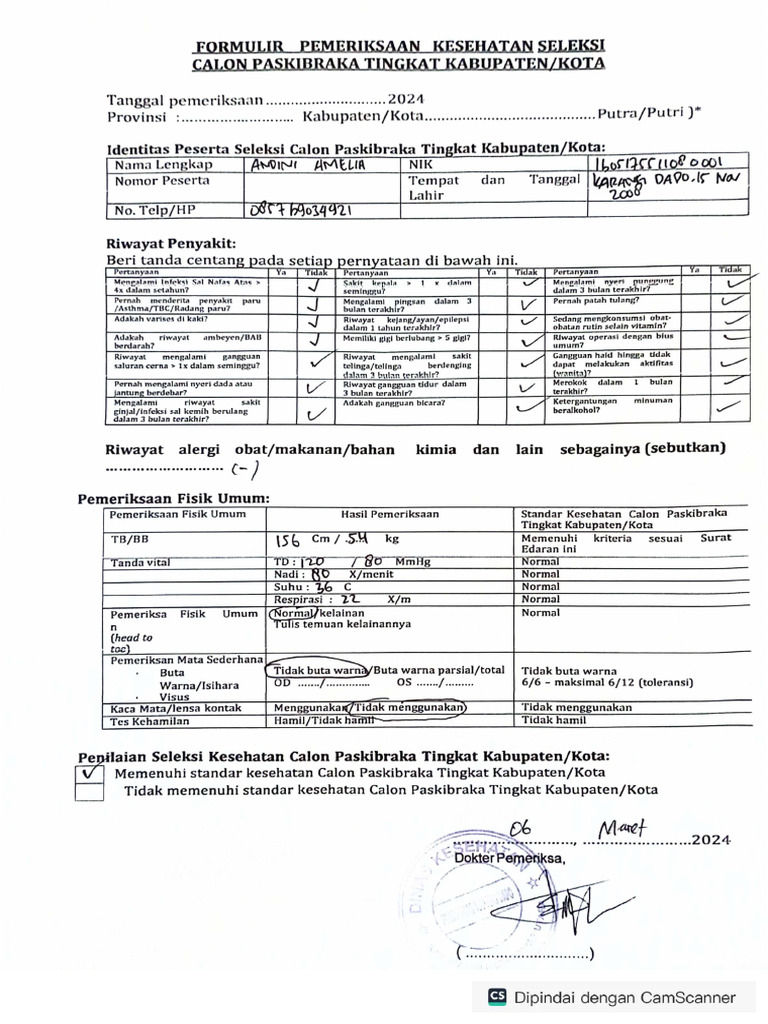 Surat Kesehatan-Andini Amelia | PDF