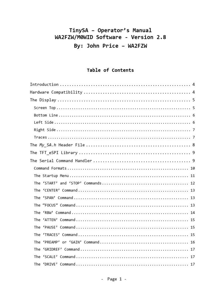 SimpleSA Operator - S Manual - V2.8 | PDF | Bandwidth (Signal ...