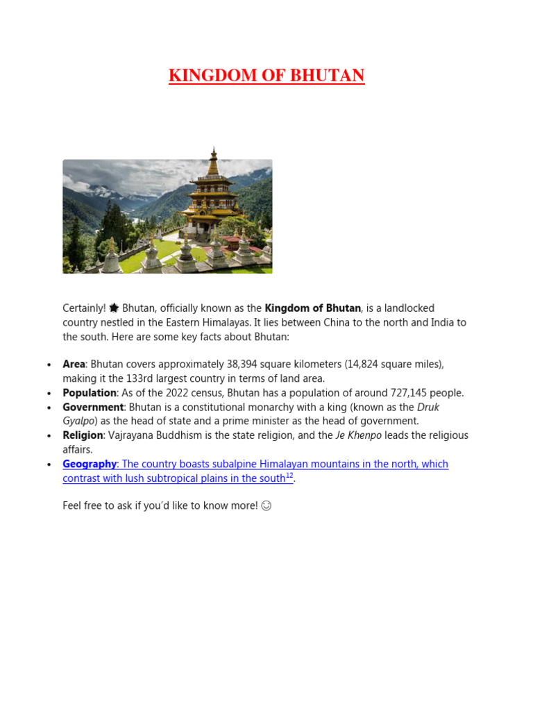 Kingdom of Bhutan | PDF