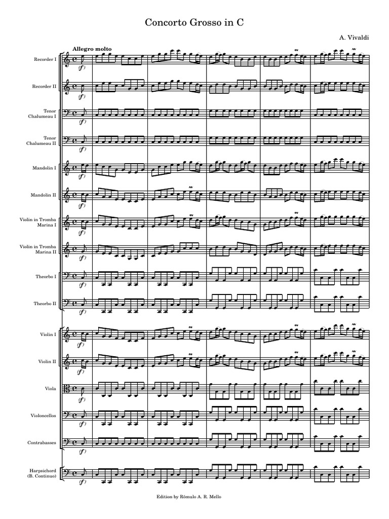 Concerto Grosso in C - Vivaldi RV 558.SCORE | PDF | Common Practice ...
