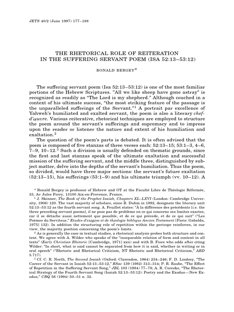 The Rhetorical Role of Reiteration in The Suffering Servant Poem | PDF ...