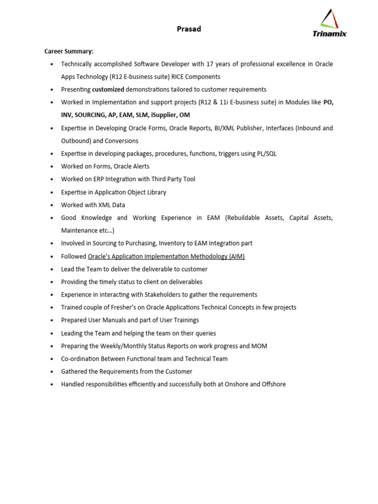 EBS Isppu & Order Management Consultant - Prasad | PDF | Oracle Corporation | Sql