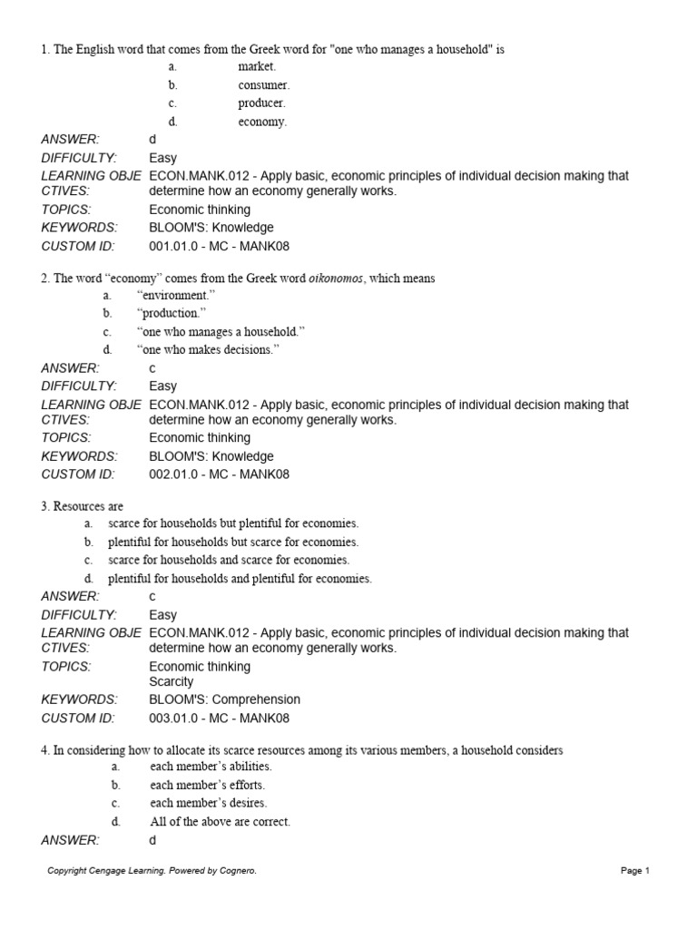 Sec 1 0 MC Ten Principles Of Economics PDF Economics Economies