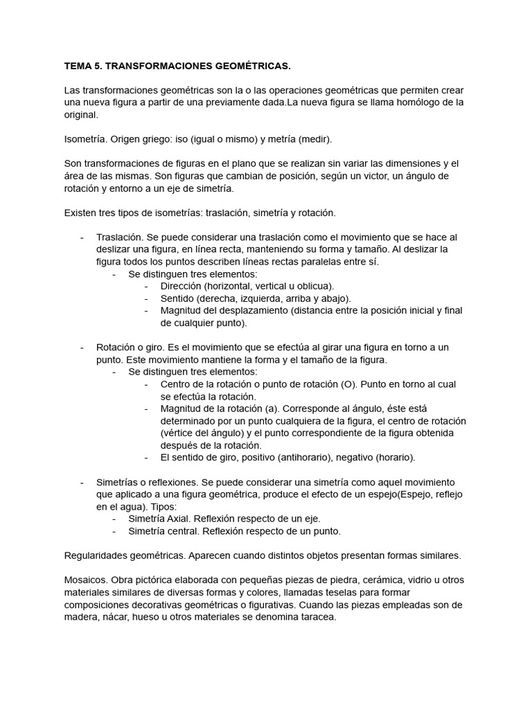 Tema 5 | PDF | Simetría | Geometría