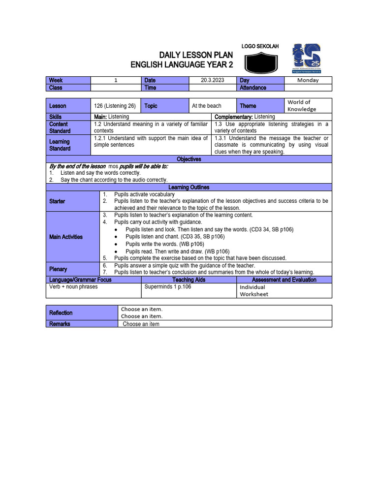 5. At the beach (Lesson 126 - 160) | PDF | Lesson Plan | Teachers