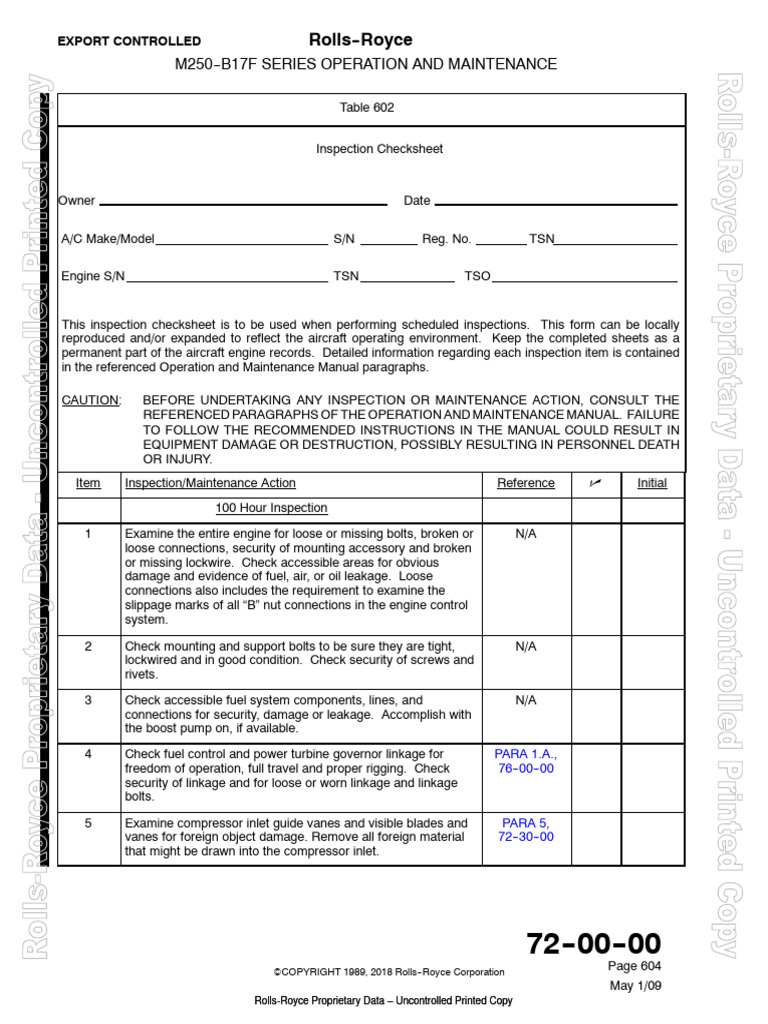 B17F Inspection Check Sheets | PDF | Pump | Valve