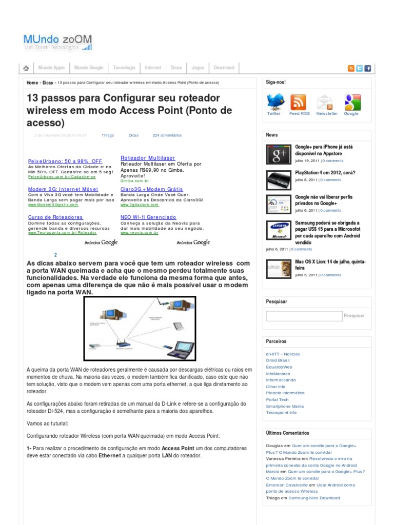 13 Passos para Configurar Seu Roteador Wireless em Modo Access Point ...