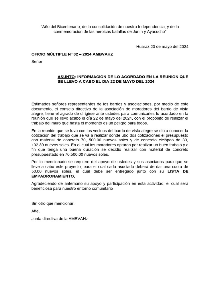 Oficio Multiple 02 | PDF | Hogar, jardinería y bricolaje