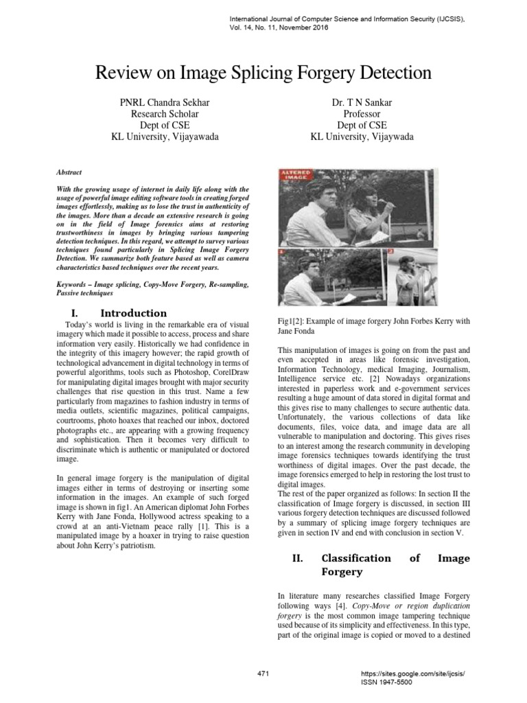 Image Splicing Forgery Detection Review | PDF | Authentication ...
