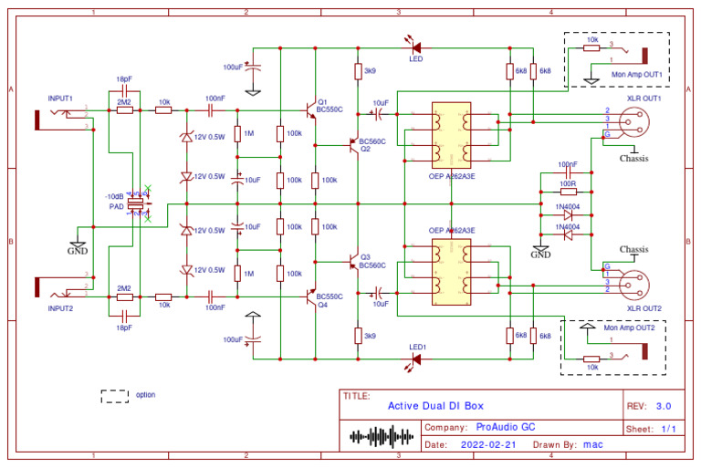 Active Dual DI Box Schematic Diagram | PDF
