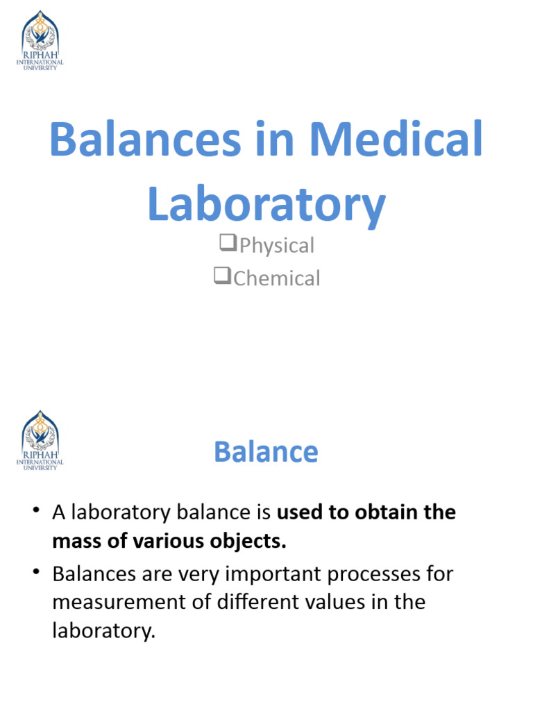 Balances in Medical Laboratory-Lec 1 | PDF | Home & Garden | Science & Mathematics