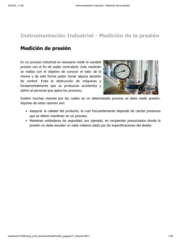 Medición de la presión (Descargable) | Descargar gratis PDF | Pascal (Unidad) | Medida de presión