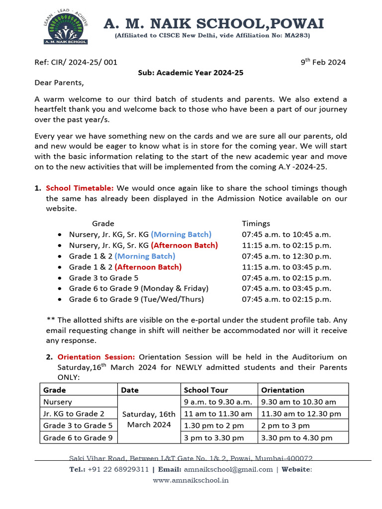 Amns Academic Year 2024-25 | PDF | Wellness