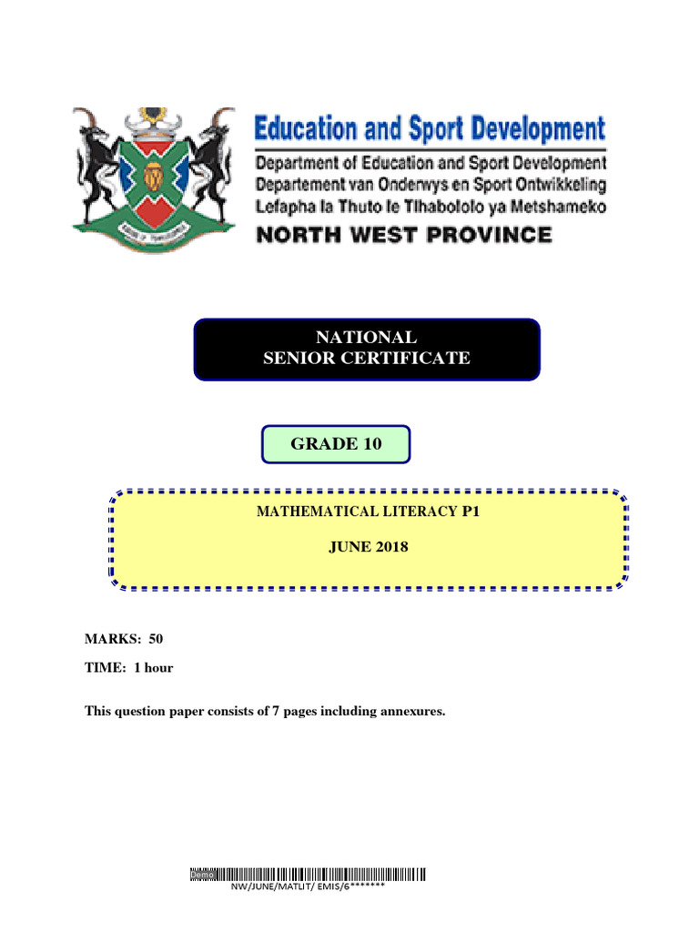 Mathematical Literacy GR 10 Paper 1 1 | Download Free PDF | Area | Banks