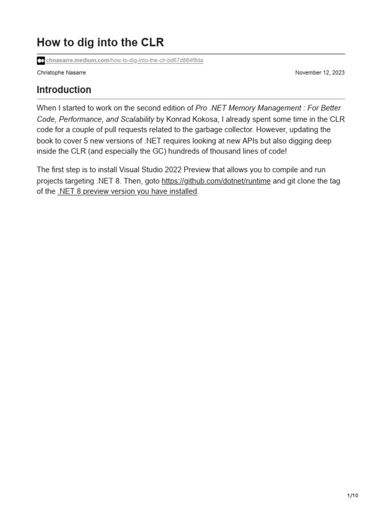 2023-11-12 - How To Dig Into The CLR | PDF | Computer Programming ...