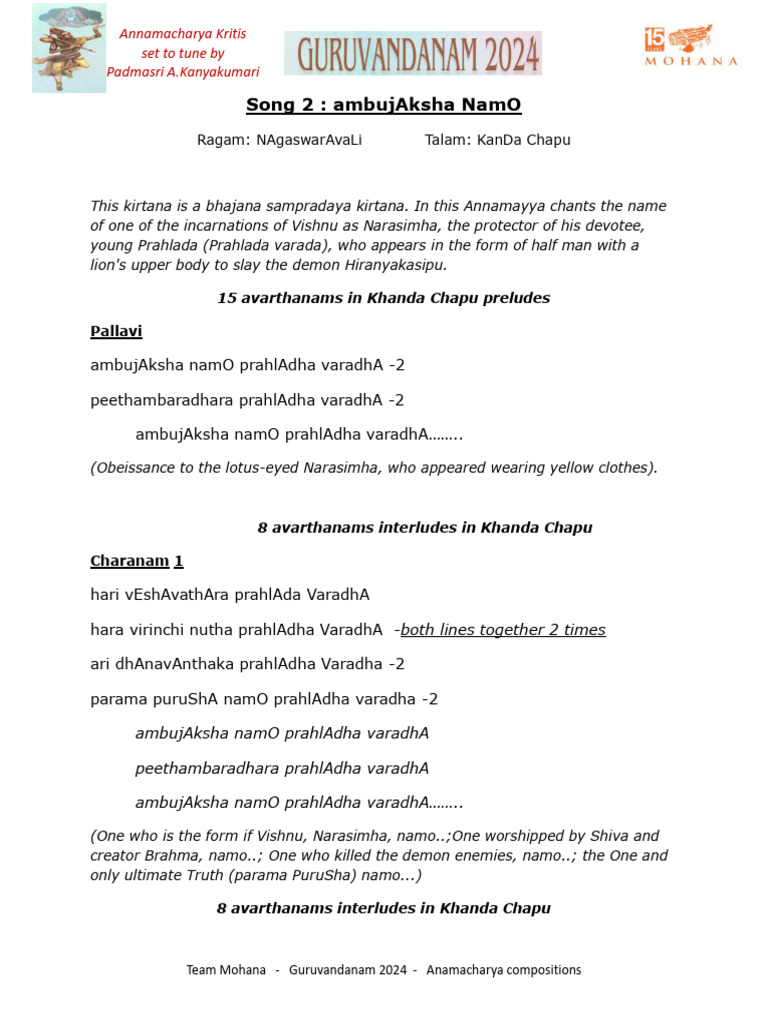 Ambujaksha - Nagaswaravali - Khanda Chapu - Annamacharya | PDF | Vishnu | Hindu Mythology
