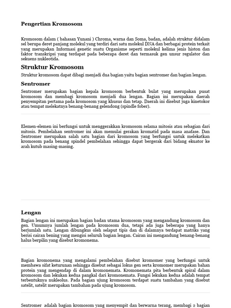 Struktur dan Fungsi Kromosom | PDF
