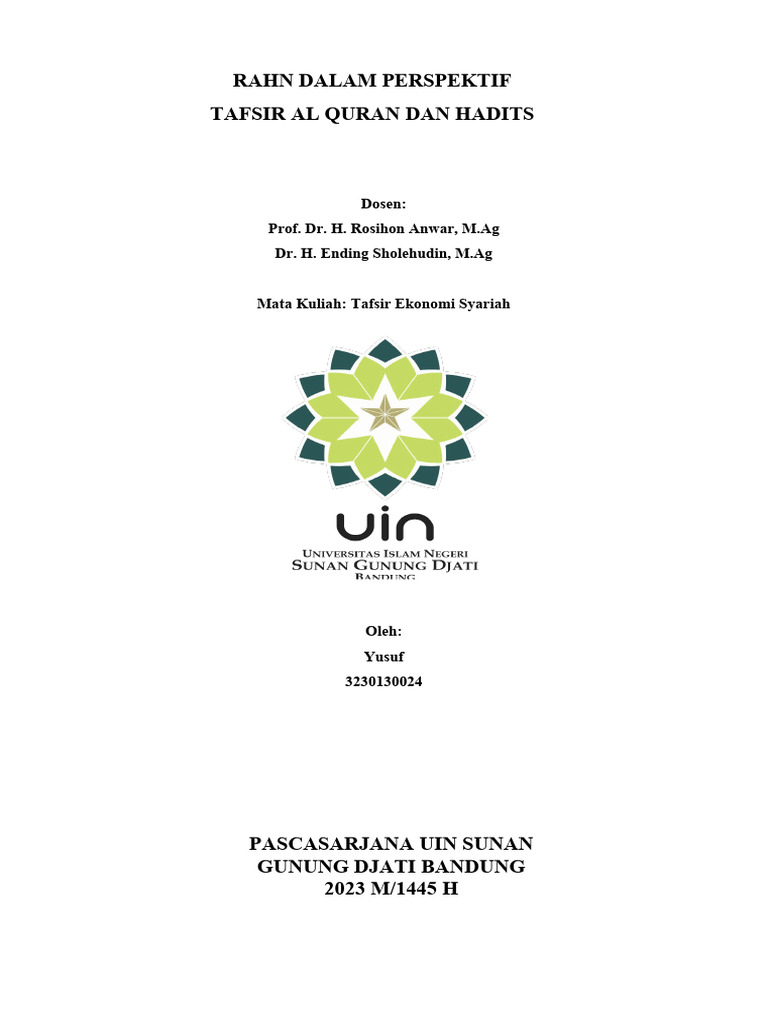 Rahn Dalam Perspektif Tafsir Al Quran Dan Hadits | PDF