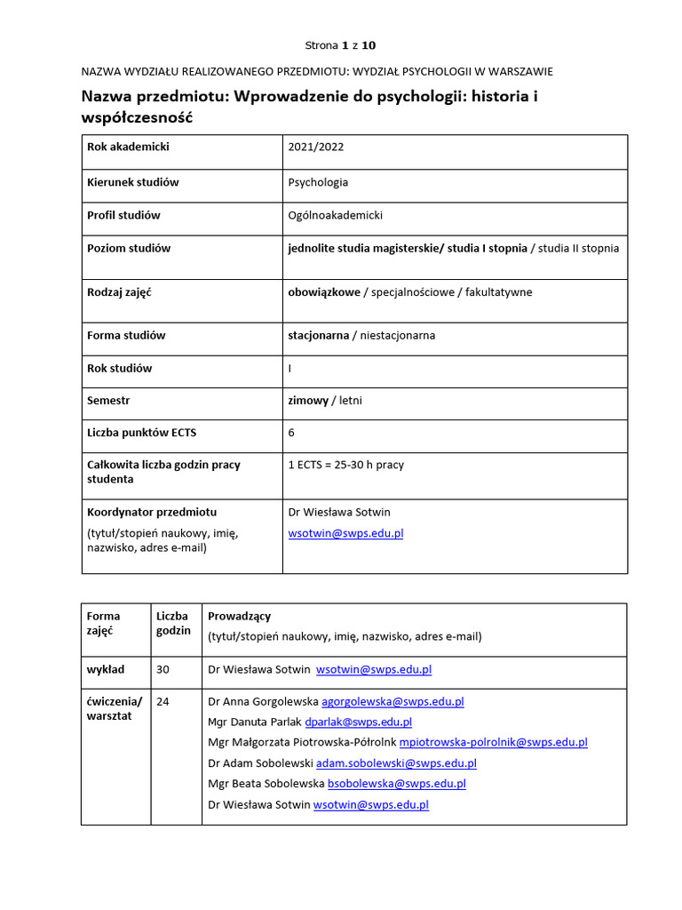 Wprowadzenie Do Psychologii Historia I Współczesność | PDF