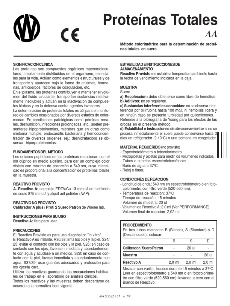 Proteinas Totales Aa SP 6x120 | PDF | Proteínas | Química