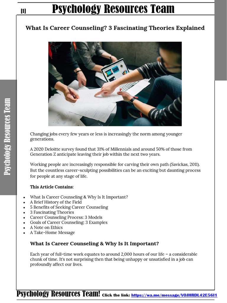 Overview of Career Counseling Theories | PDF | Counseling Psychology ...