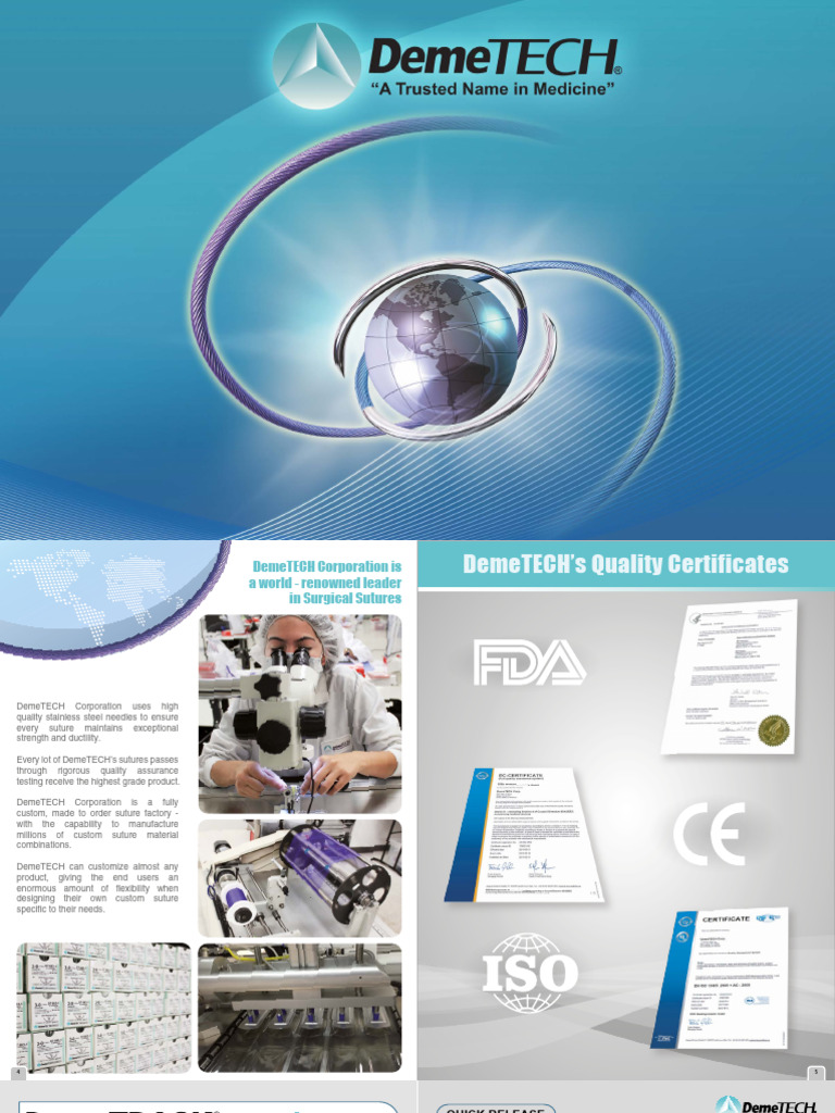DemeTECH Surgical Suture Catalog | PDF | Surgical Suture