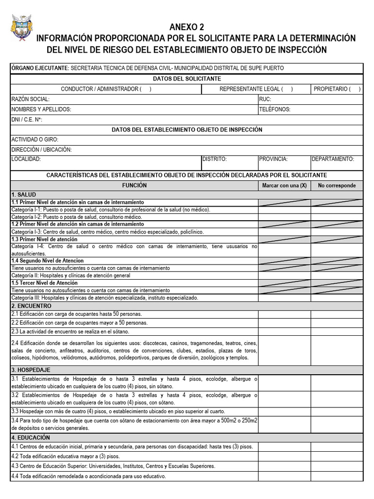 Anexo 2 - Formato de Información (para ser llenado por el solicitante ...