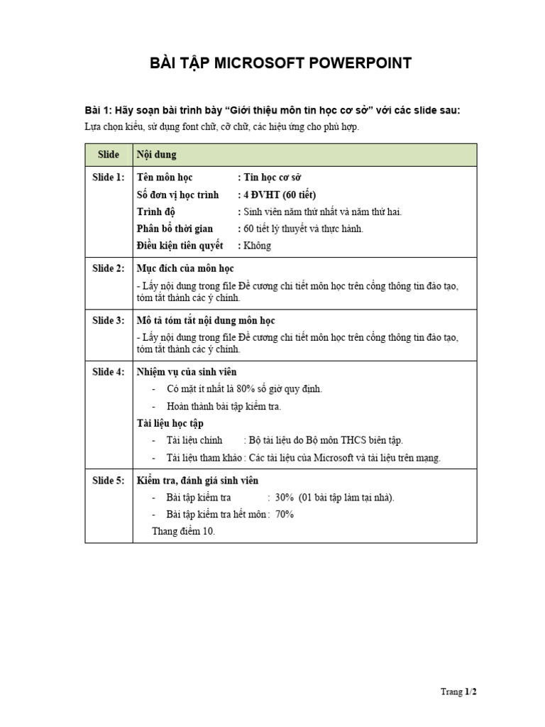 Phan IV - Bai Tap PowerPoint | PDF