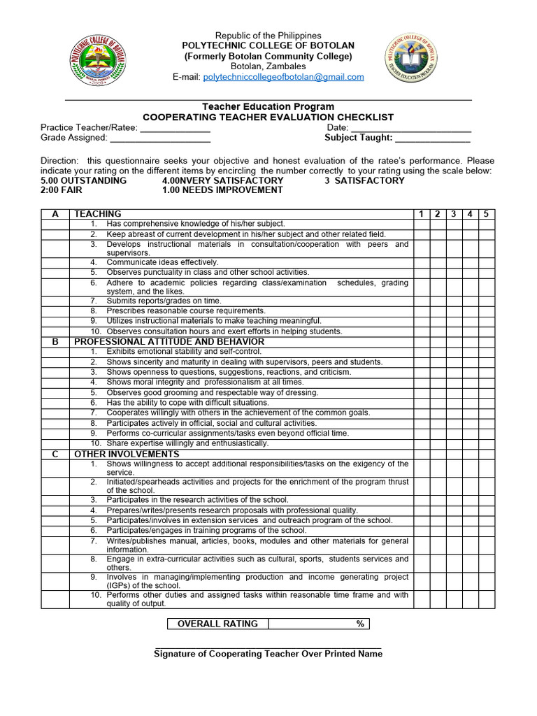 CT Evaluation Form | Download Free PDF | Teachers | Social Psychology