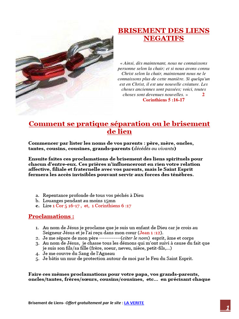 Brisement des Liens Négatifs Spirituels | PDF | Âme | Péché