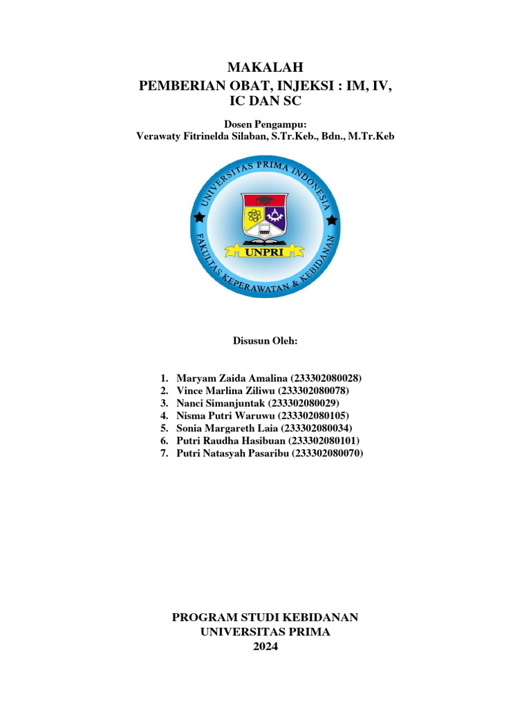 Makalah Pemberian Obat Injeksi Im, IV, Ic, SC | PDF
