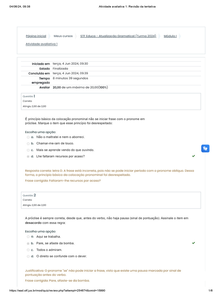 Atividade Avaliativa 1 - Portugues | PDF | Pronome | Linguística