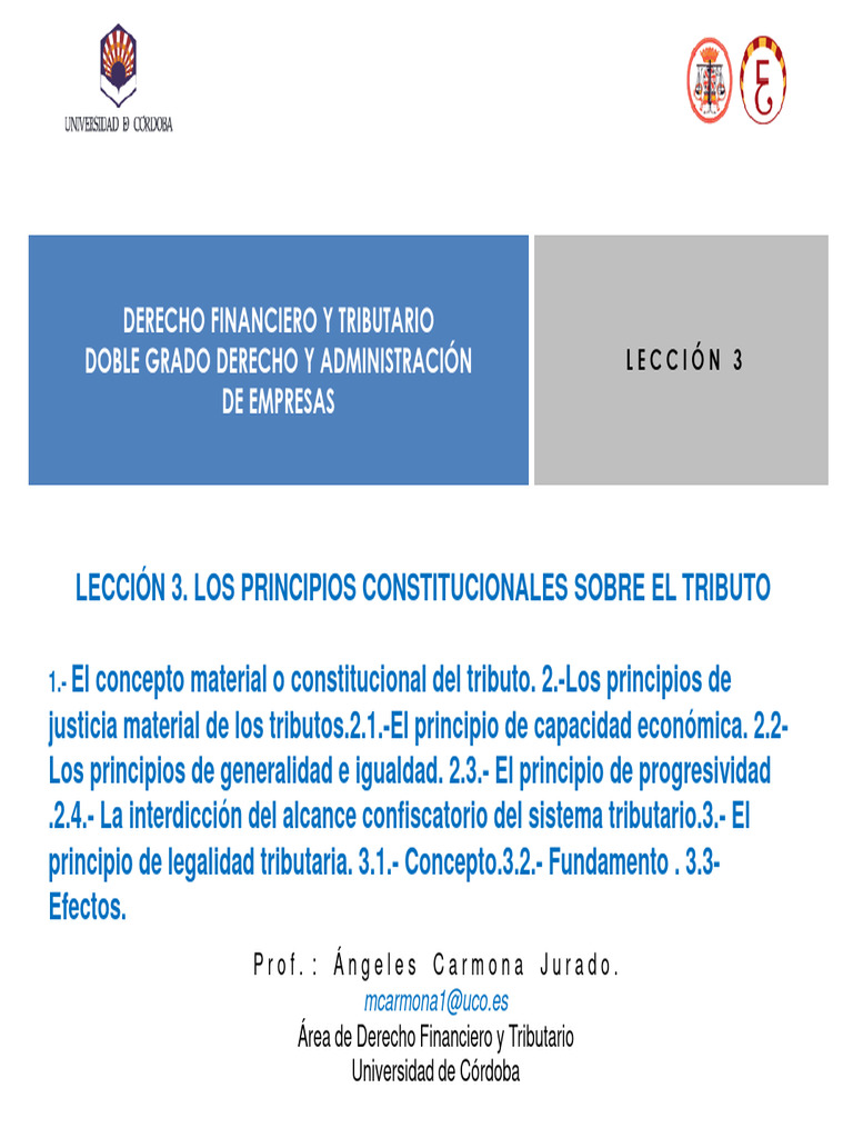 Lección 3. Los Principios Constitucionales Sobre El Tributo | PDF | Constitución | Impuestos
