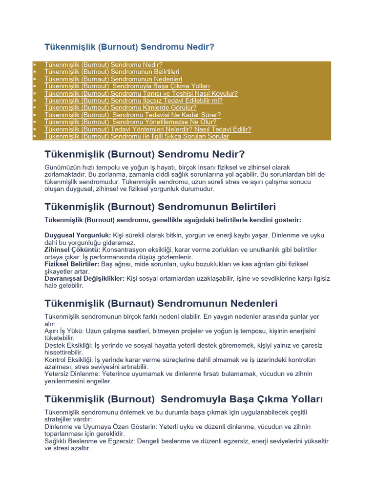 Tükenmişlik Sendromu | PDF