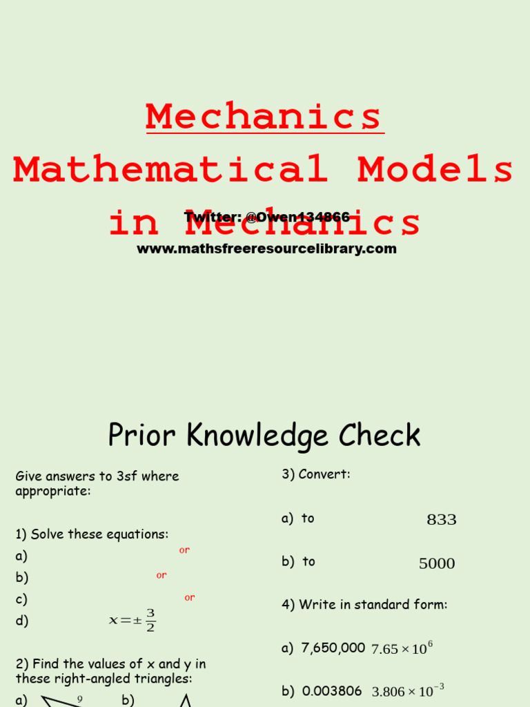 Mechanics for Math Students | PDF | Force | Weight