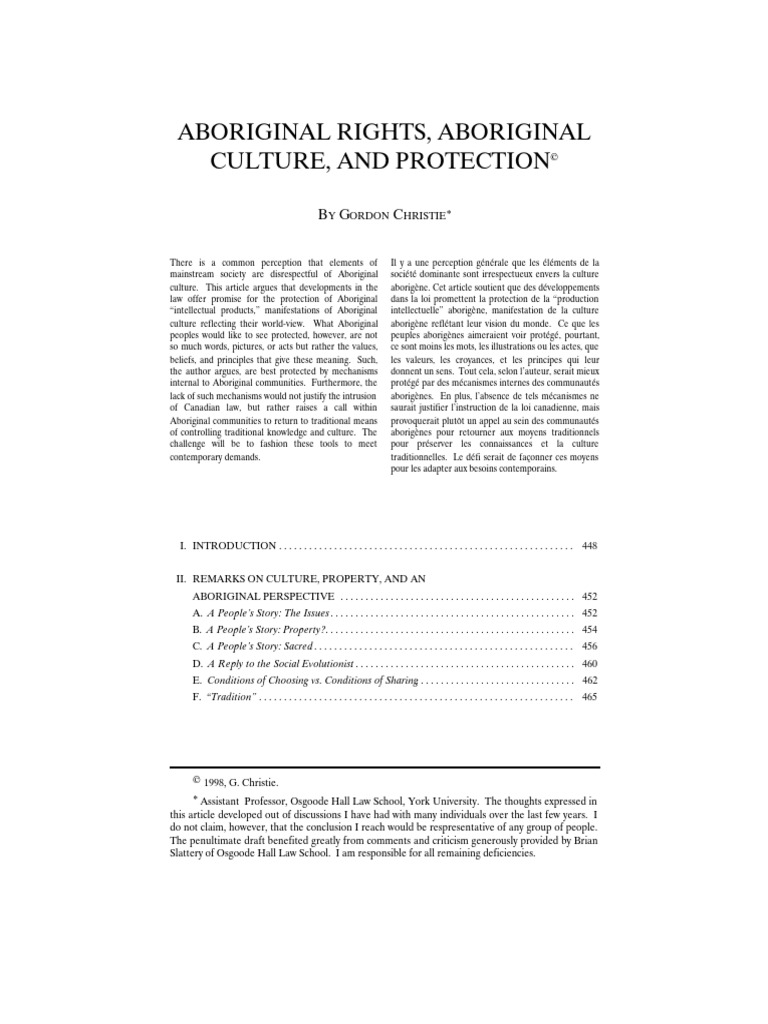 Aboriginal Rights Aboriginal Culture and | PDF | Property | Indigenous ...