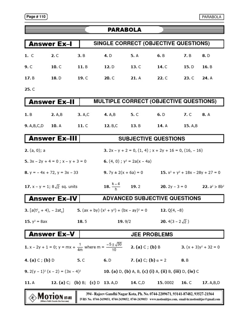 Answer Key | PDF | Algebraic Geometry | Analytic Geometry