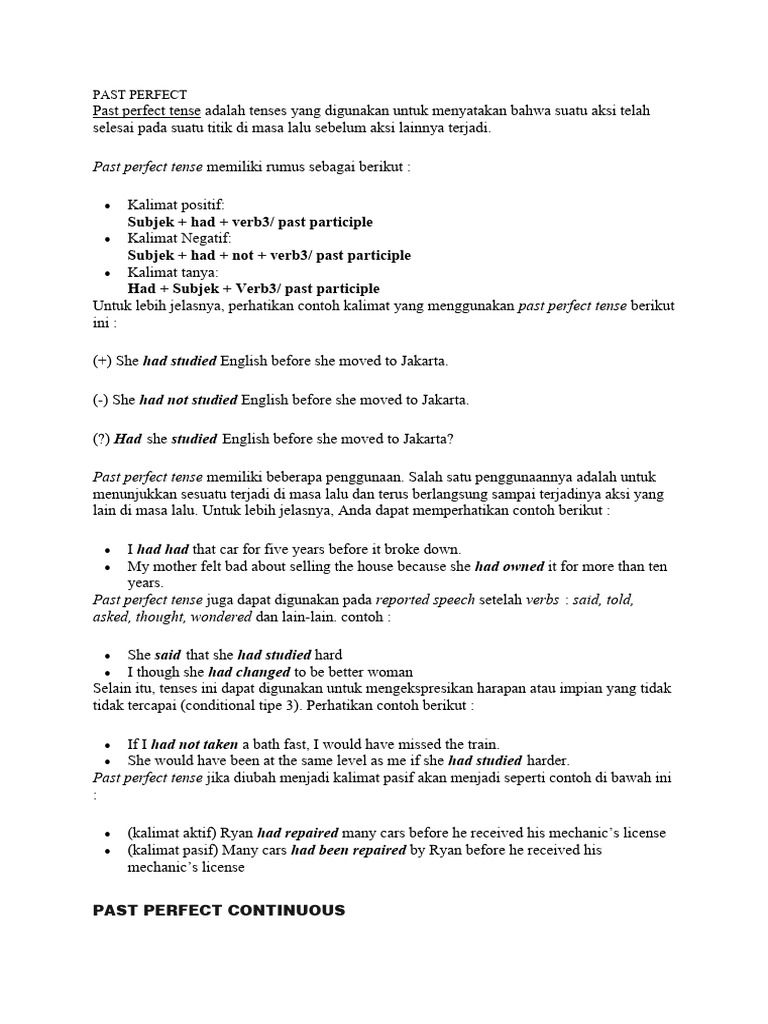 Understanding Past Perfect Tense | PDF | Adjective | Verb