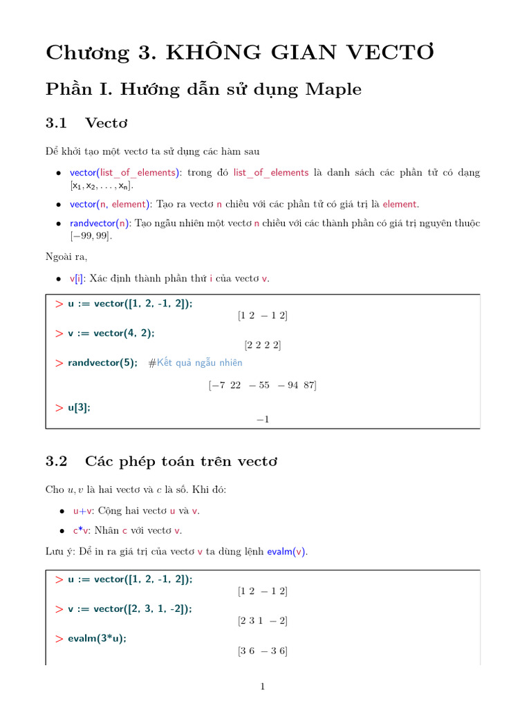 TH - Chuong 3 - Khong Gian Vecto | PDF
