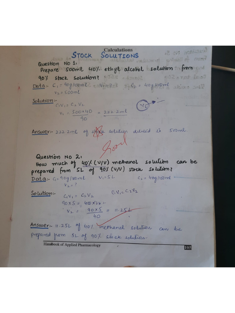 Stock Solutions | PDF