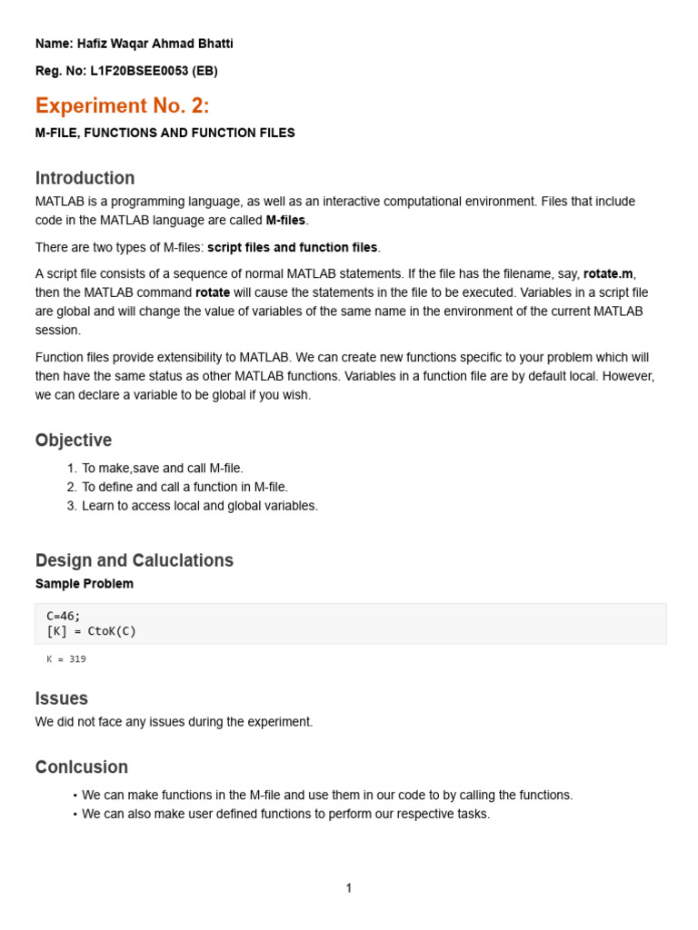 Experiment-2 | Download Free PDF | Matlab | Computer File